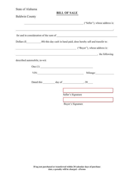 Free Alabama Vehicle Bill of Sale Forms [Word - PDF]