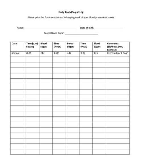 20 Free Blood Sugar Charts & Log Sheets (PDF, Word, Excel)