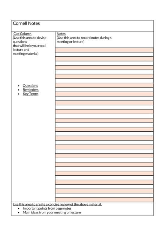 64 Free Cornell Note Templates (Note Taking Explained)