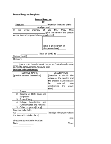 40 Free Funeral Program Templates (Editable) | Word, PDF