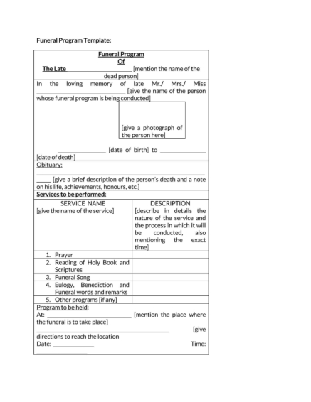 40 Free Funeral Program Templates (Editable) | Word, PDF