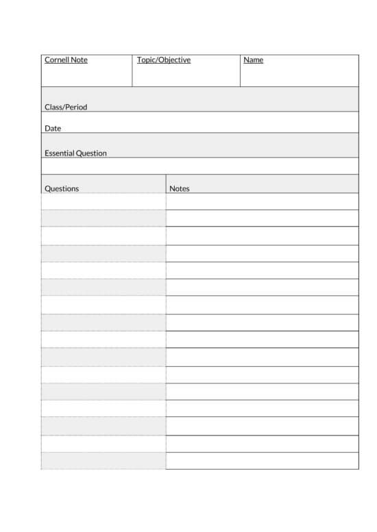 64 Free Cornell Note Templates (Note Taking Explained)