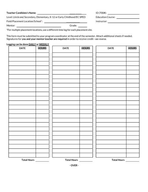 40 Free Time Log Templates (Hourly, Daily) - Word, Excel