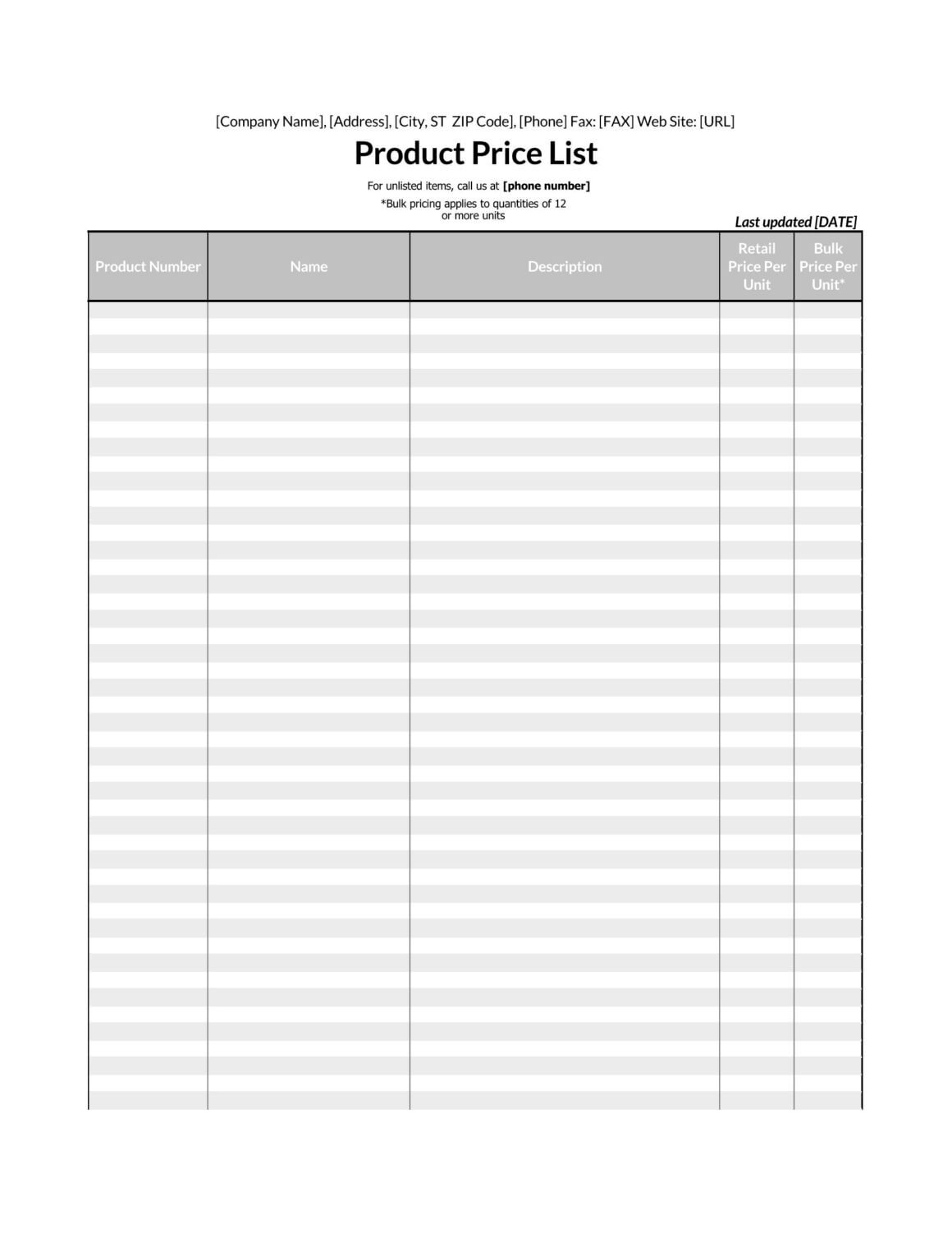 45 Free Printable Price List Templates (Word, Excel, PDF)