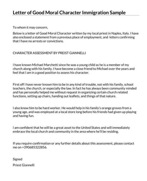 Good Moral Character Letter for Immigration (30 Best Samples)