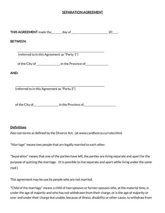 38+ Free Separation Agreement Templates (Word - PDF)
