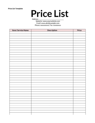 45 Free Printable Price List Templates (Word, Excel, PDF)