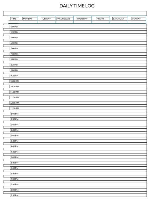 40 Free Time Log Templates (Hourly, Daily) - Word, Excel