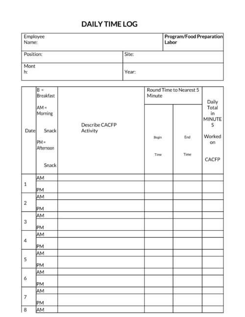 40 Free Time Log Templates (Hourly, Daily) - Word, Excel