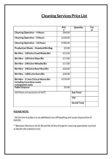 45 Free Printable Price List Templates (Word, Excel, PDF)