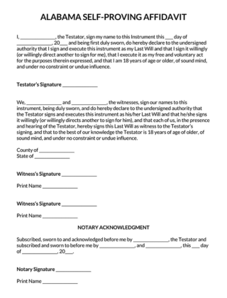 Free Self-Proving Affidavit Forms (Attach to Will or Codicil)