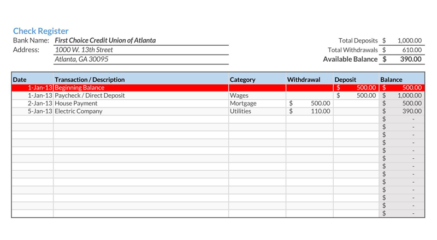 Free Checkbook Register Templates (How to Balance)