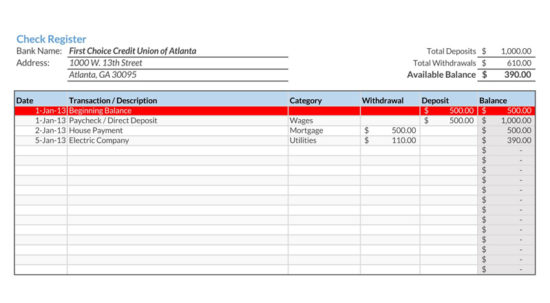 How to Balance a Checkbook Register (Free Templates)