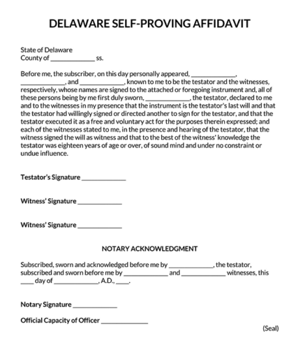 Free Self-Proving Affidavit Forms (Attach to Will or Codicil)