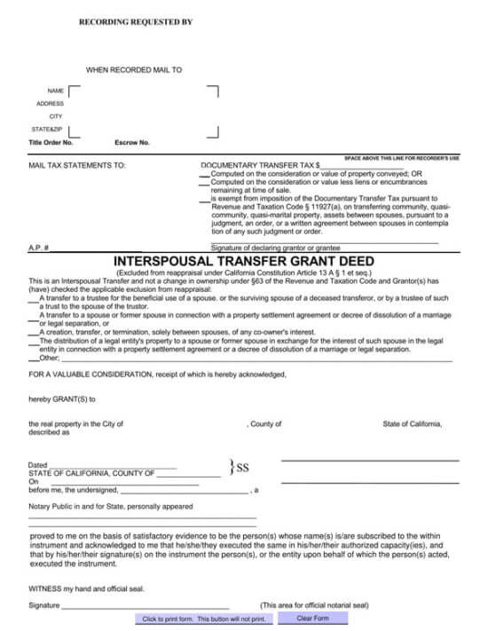 Free Grant Deed Forms (Edit & Print) - Word | PDF