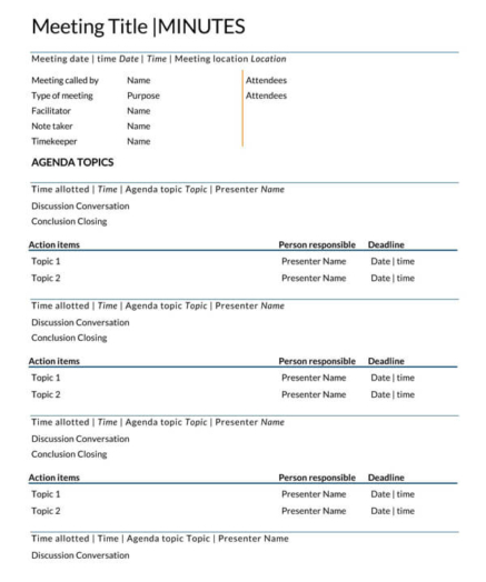 46 Free Meeting Minutes Templates (Word | PDF)