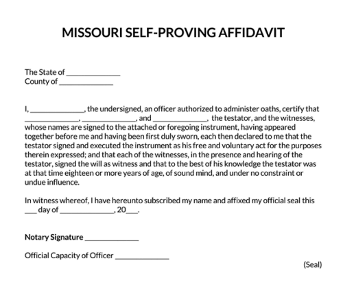 Free Self-Proving Affidavit Forms (Attach to Will or Codicil)