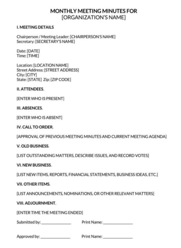 46 Free Meeting Minutes Templates (Word | PDF)