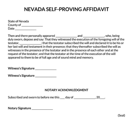 Free Self-Proving Affidavit Forms (Attach to Will or Codicil)