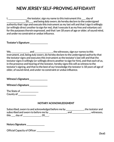 Free Self-Proving Affidavit Forms (Attach to Will or Codicil)
