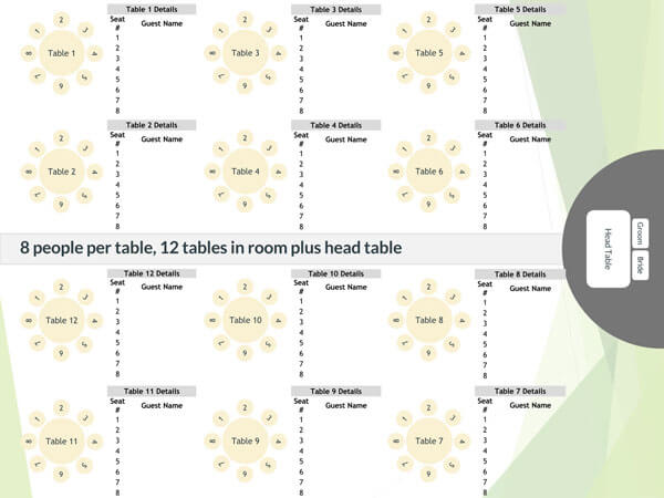 Excel Seating Chart Template Wedding