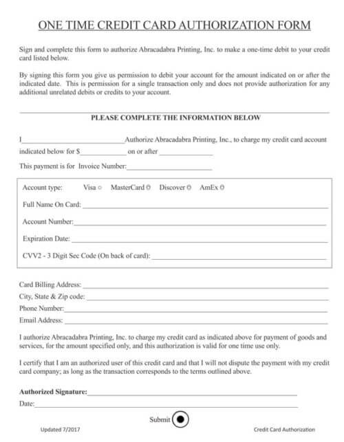 Free Credit Card Authorization Form Templates [Word - PDF]