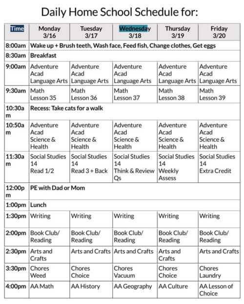 35 Printable Homeschool Schedule Templates [Free]
