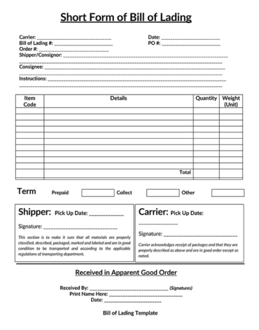 32 Free Bill of Lading Forms and Templates