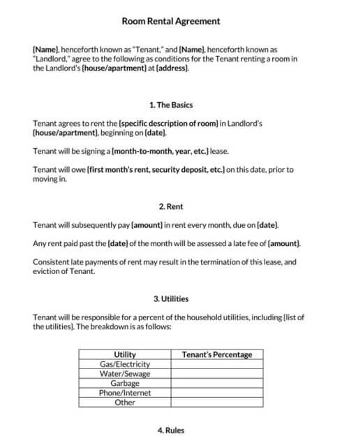 36 Basic Room Rental Agreement Templates [PDF - Word]