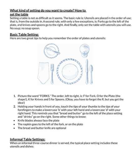 41 Free Place Setting Templates (Informal - Formal)
