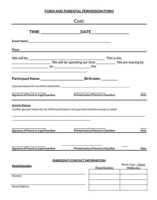 35 Free Permission Slip Templates (Examples) - Word | PDF