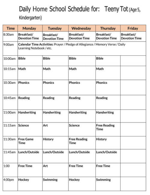 35 Printable Homeschool Schedule Templates [Free]