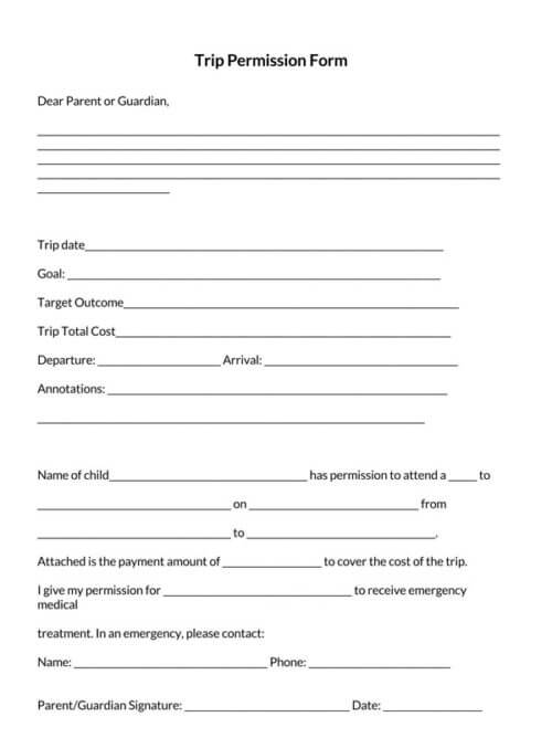 35 Free Permission Slip Templates (Examples) - Word | PDF
