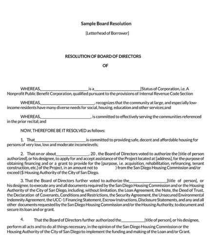 50 Free Board Resolution Templates - Format, Samples