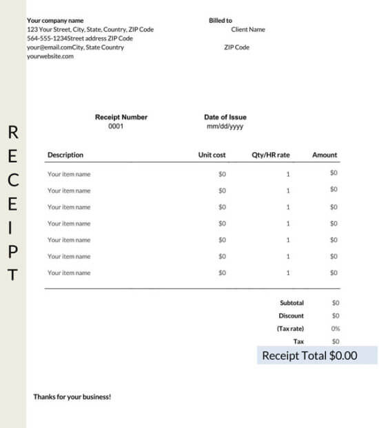 54 Free Receipt Templates - Download, Edit, Print