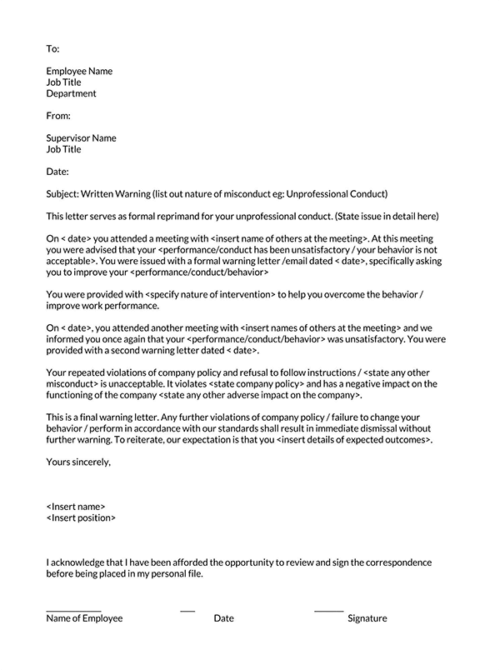 48 Professional Warning Letters to Employee (8 Steps Guide)