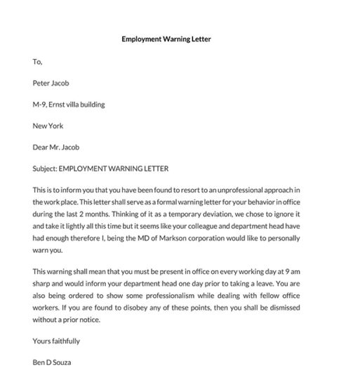48 Professional Warning Letters to Employee (8 Steps Guide)