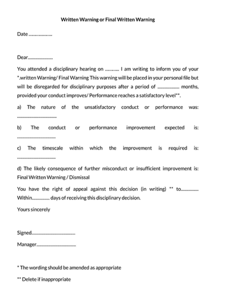 48 Professional Warning Letters to Employee (8 Steps Guide)