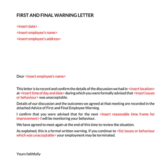 48 Professional Warning Letters to Employee (8 Steps Guide)
