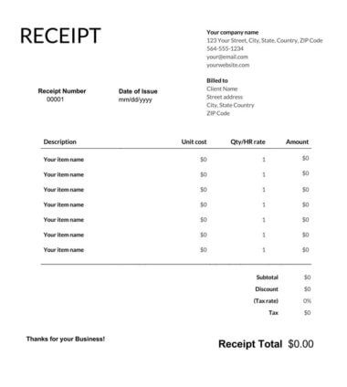 54 Free Receipt Templates - Download, Edit, Print