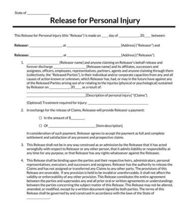Free Release of Liability Forms (Hold Harmless) | PDF - Word