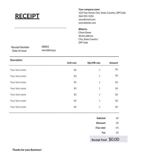 54 Free Receipt Templates - Download, Edit, Print