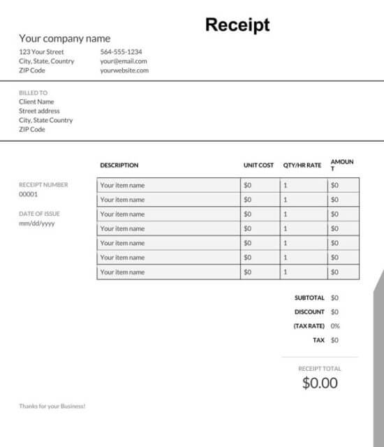 54 Free Receipt Templates - Download, Edit, Print