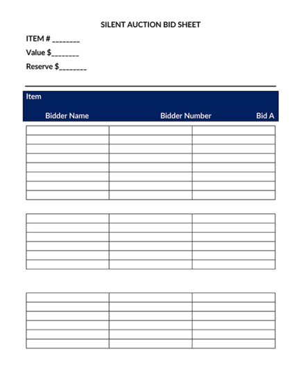 40 Free Silent Auction Bid Sheet Templates [Word - Excel]