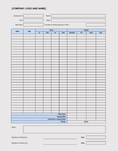 40 Free Time Log Templates (Hourly, Daily) - Word, Excel