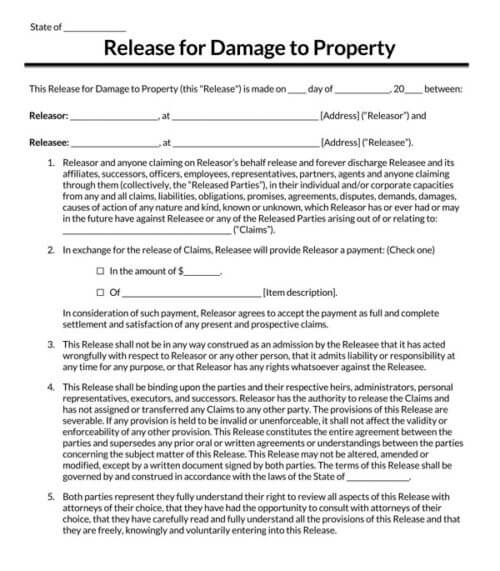 Free Release of Liability Forms (Hold Harmless) | PDF - Word
