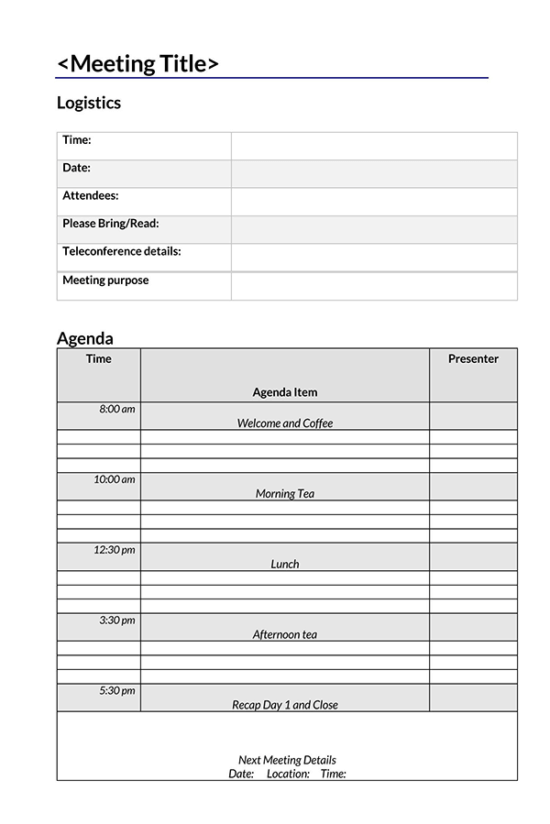 42 Free Meeting Agenda Templates [Effective Writing Guide]