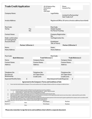 40 Free Credit Application Forms and Samples