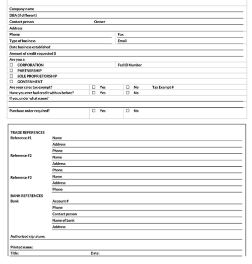 40 Free Credit Application Forms and Samples