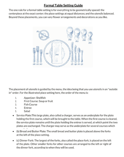 41 Free Place Setting Templates (Informal - Formal)